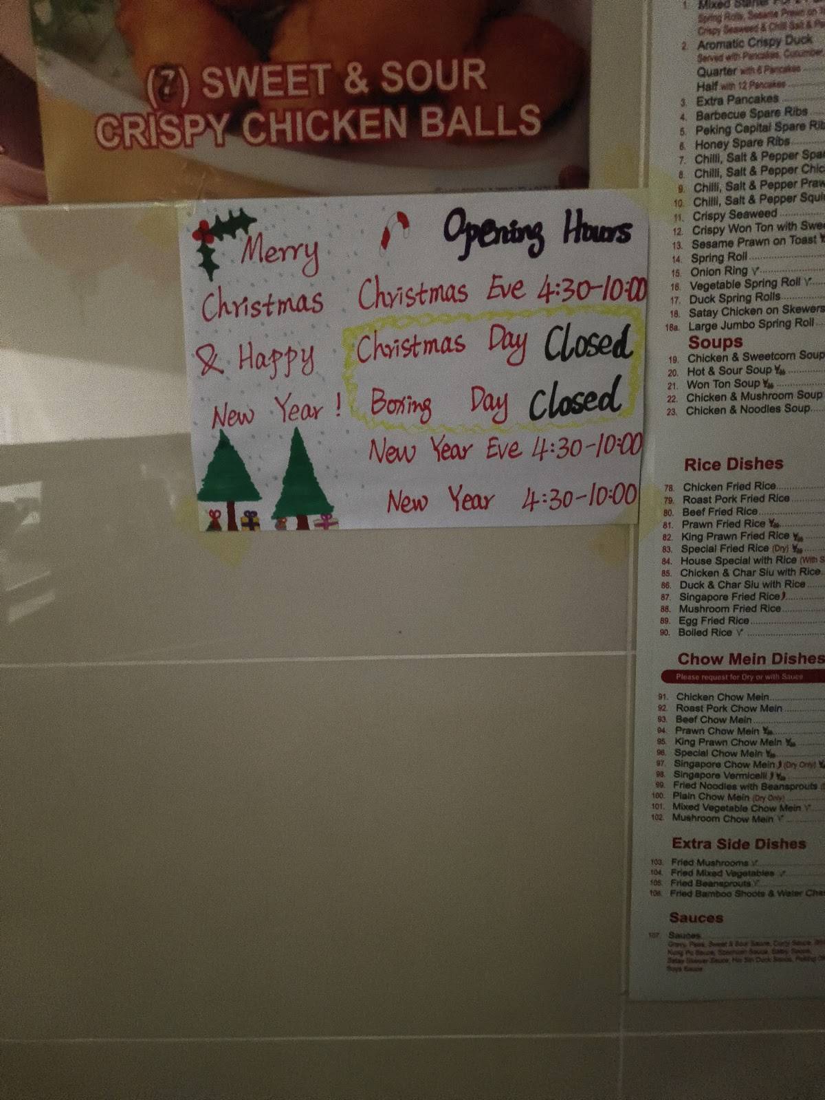 Menu at Sweet & Sour fast food, Fleetwood