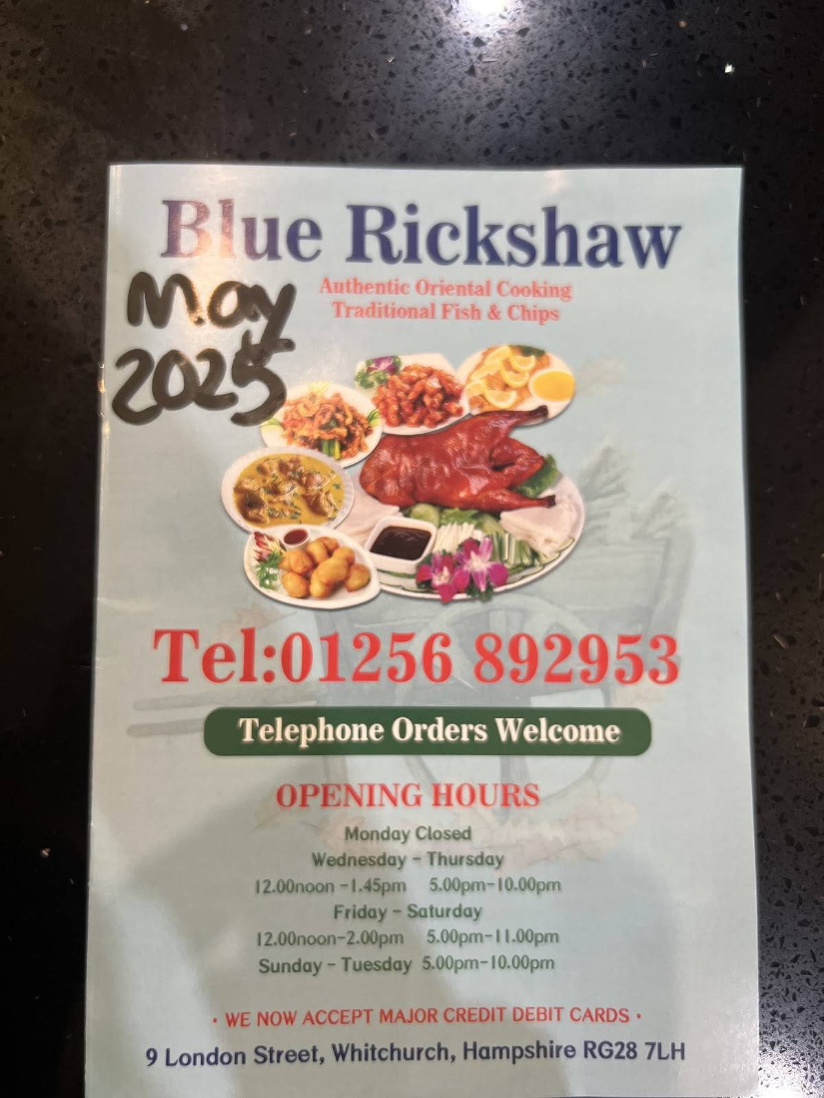 Menu at The Blue Rickshaw fast food, Whitchurch