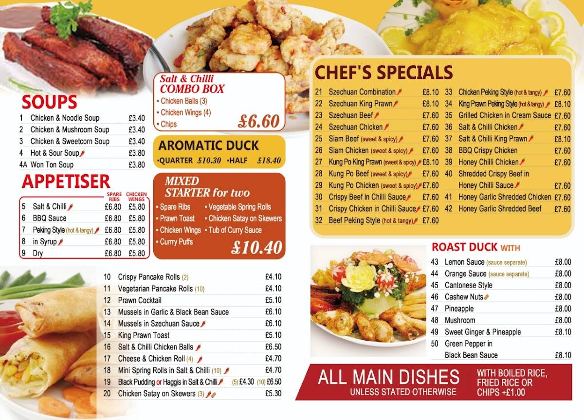 Menu at The Golden Star fast food, Johnstone