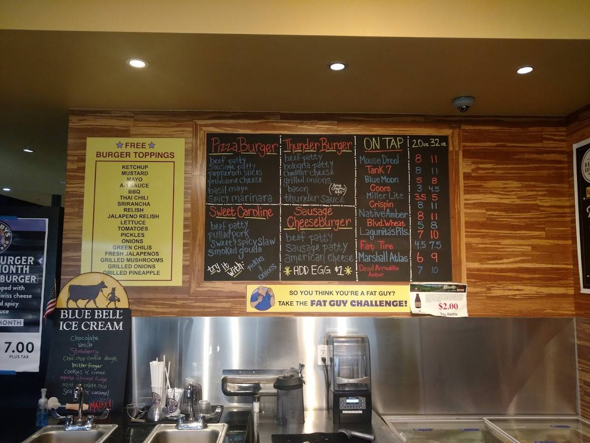 Menu at Fat Guys Burgers restaurant, Broken Arrow