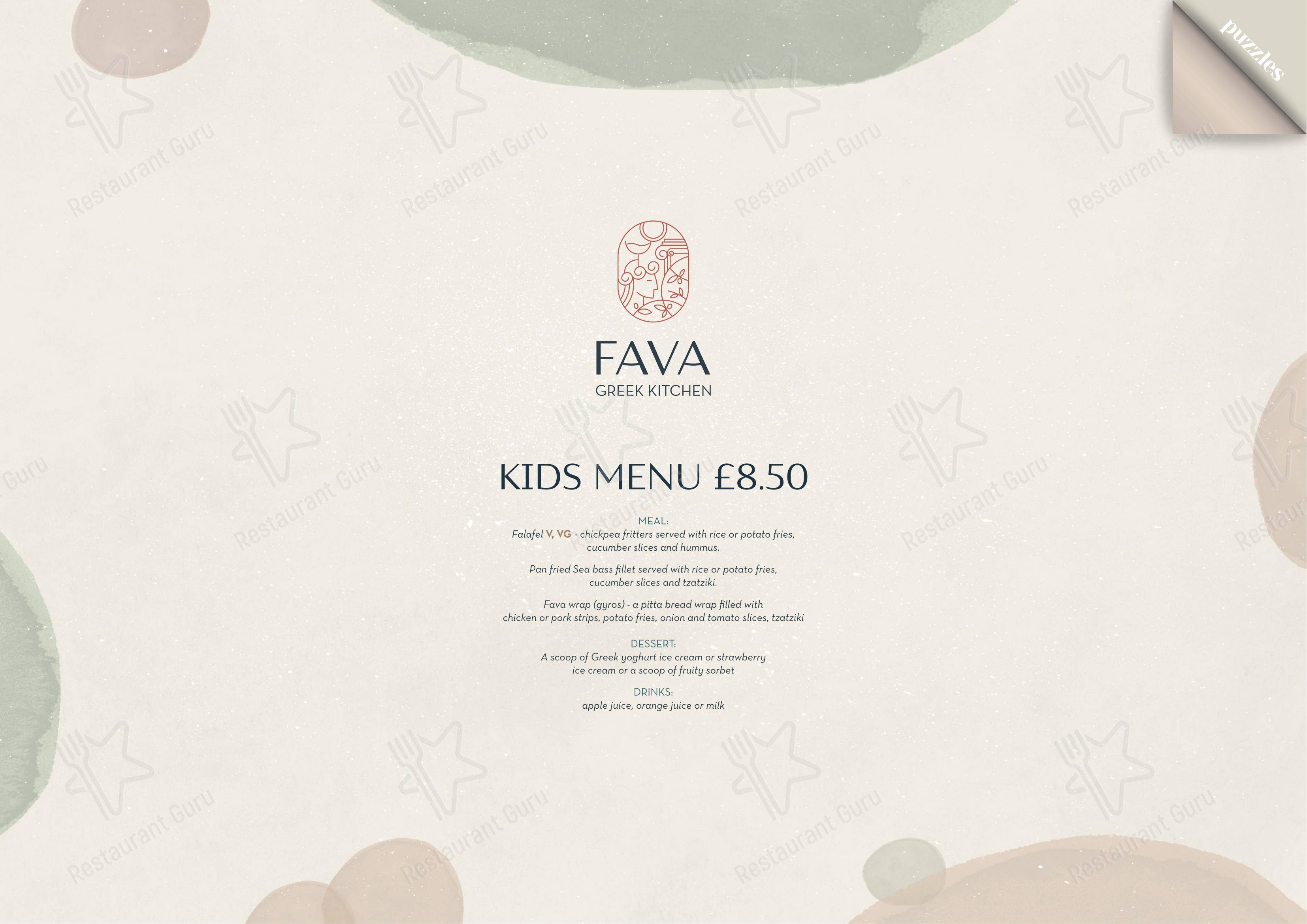 Menu at Fava Restaurant - Greek Kitchen, Edinburgh