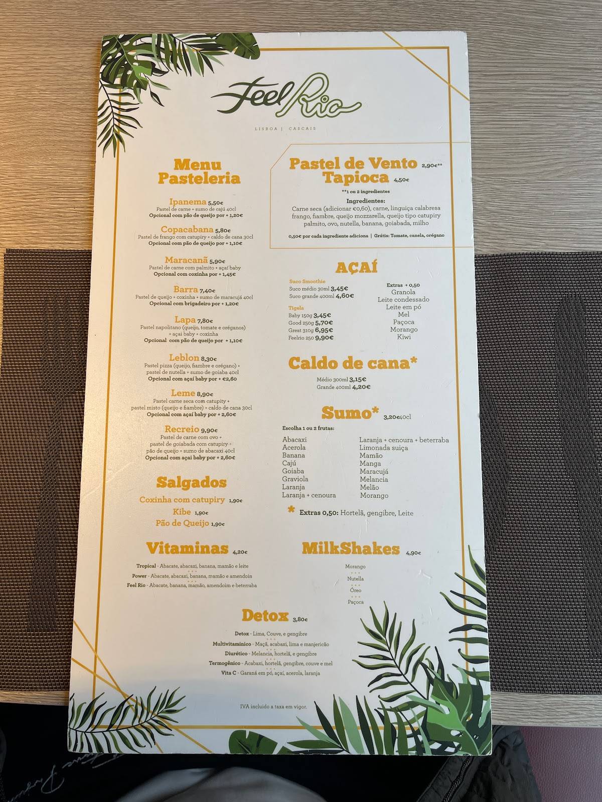Menu em Feel Rio restaurante, Cascais