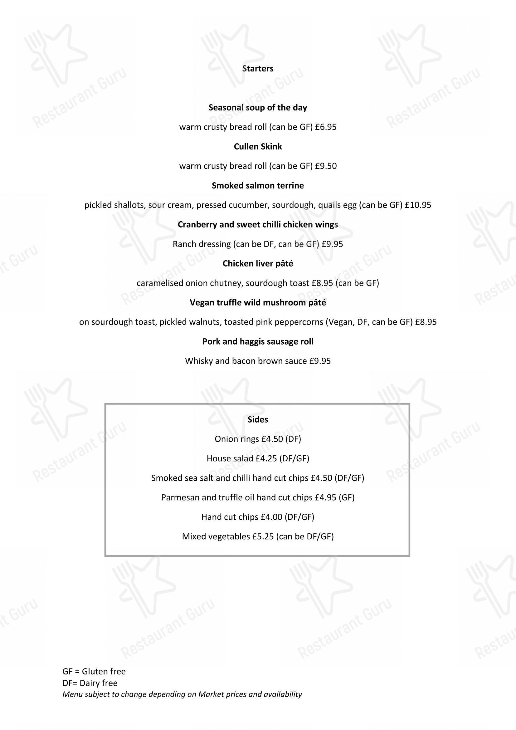 Menu at Fennel Restaurant, Inverurie