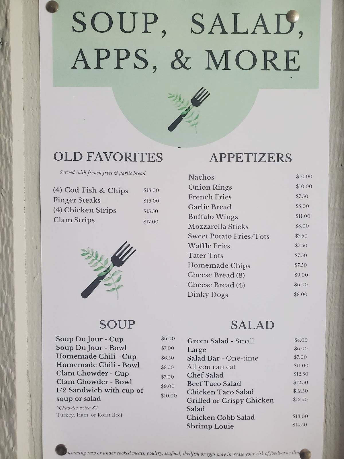 Menu at Fern Restaurant & Lounge, Tillamook