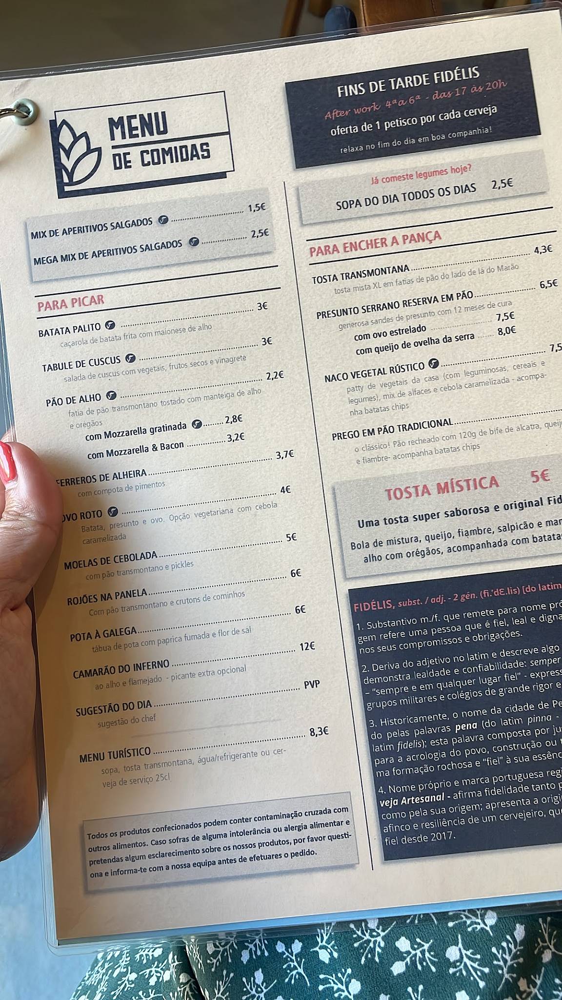 Menu em Fidélis Fabrica de Cerveja pub & Bar, Penafiel