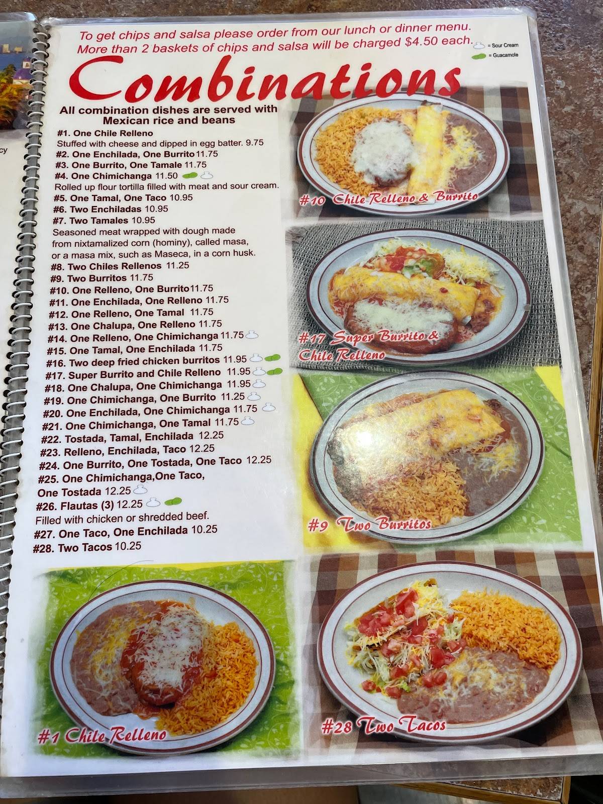 Menu at Fiesta Vallarta restaurant, Delta