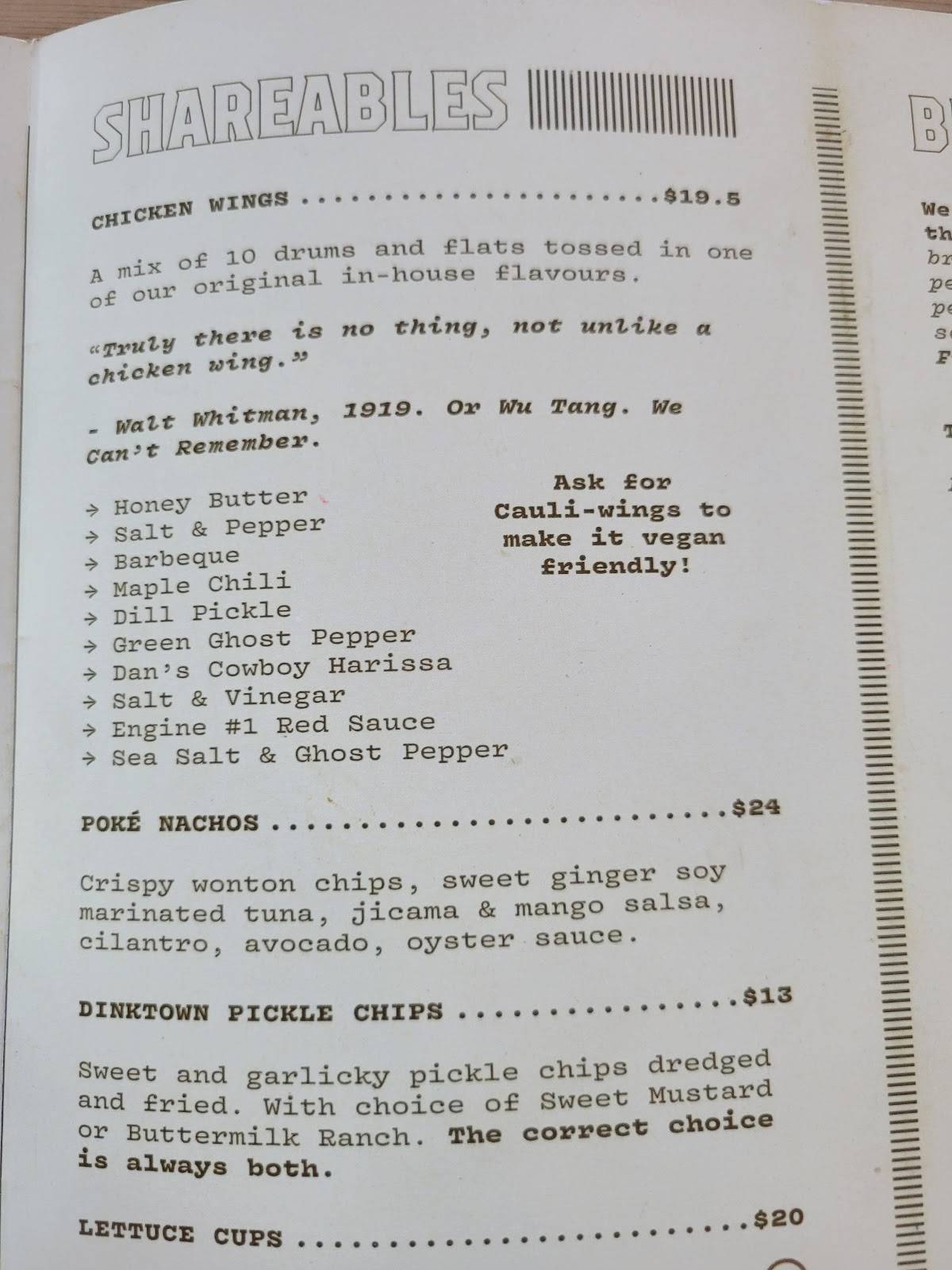 Menu at Fire Hall Kitchen & Tap pub & bar, Cranbrook