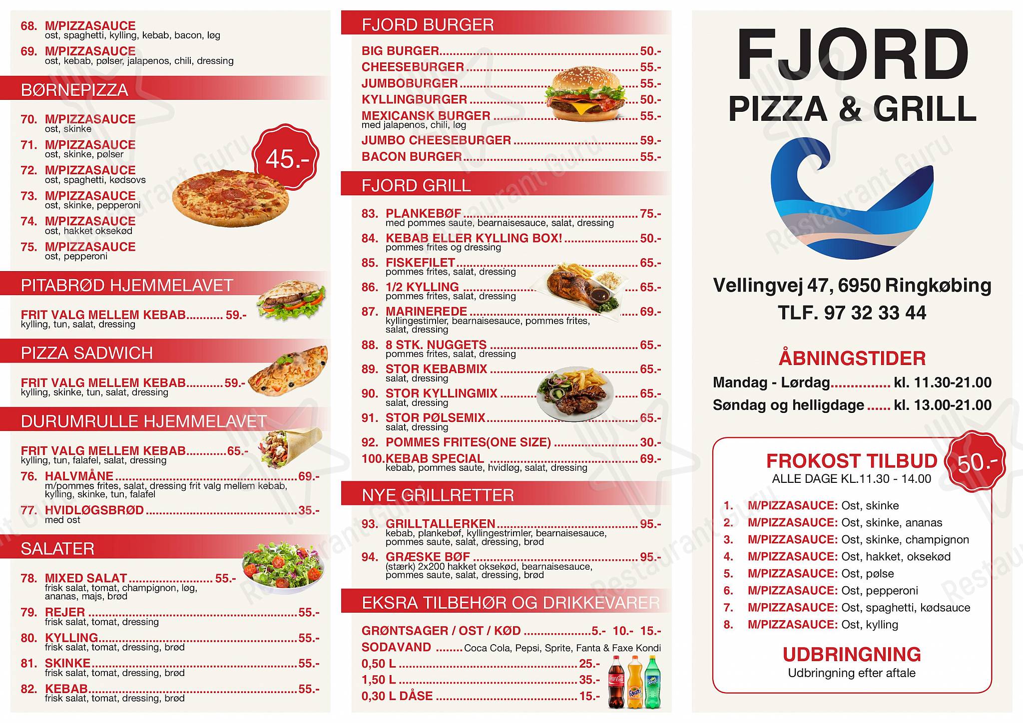 Menu at Fjord Pizza pizzeria, Ringkobing