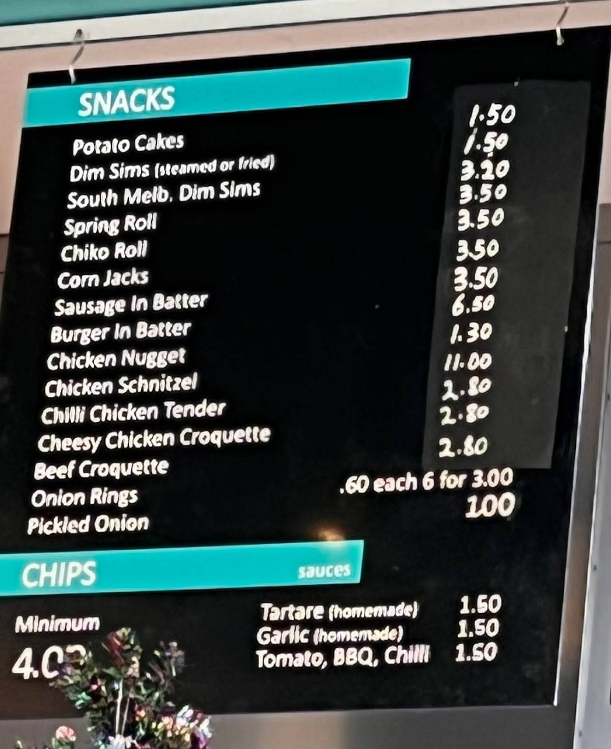 Menu at Flake Shack restaurant, Springvale