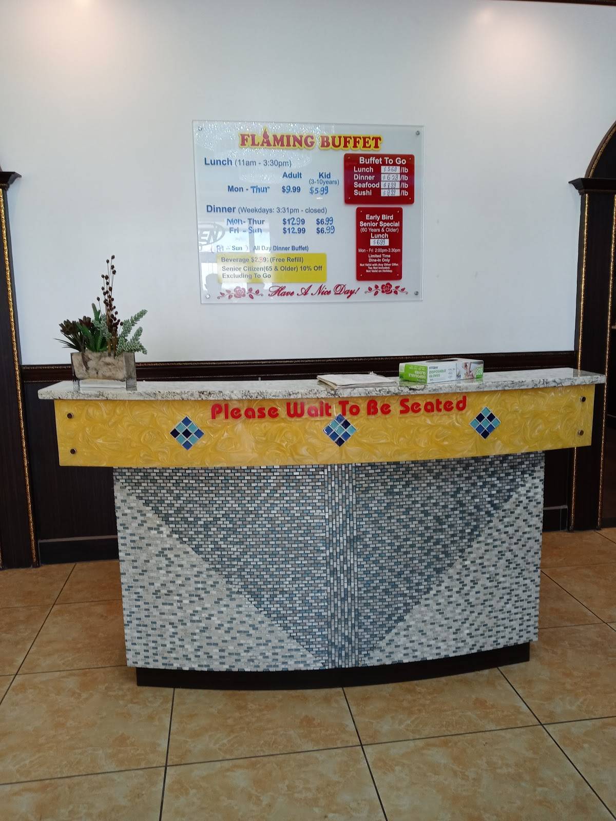 Menu at Flaming Buffet restaurant, Richardson