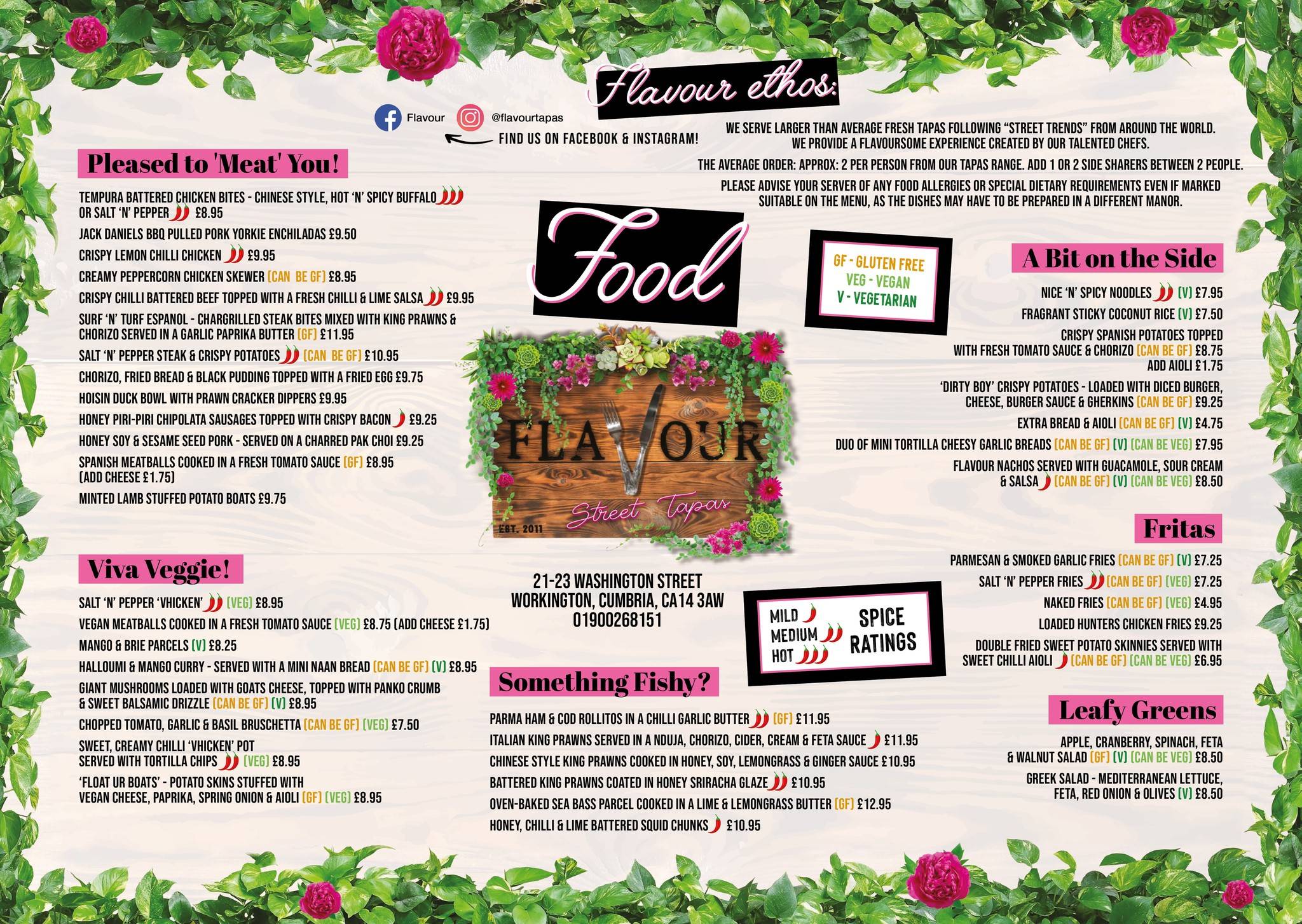 Menu at Flavour restaurant, Workington