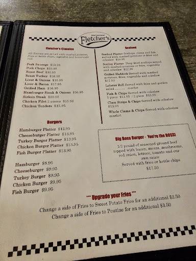 Menu at Fletcher's Restaurant, Truro