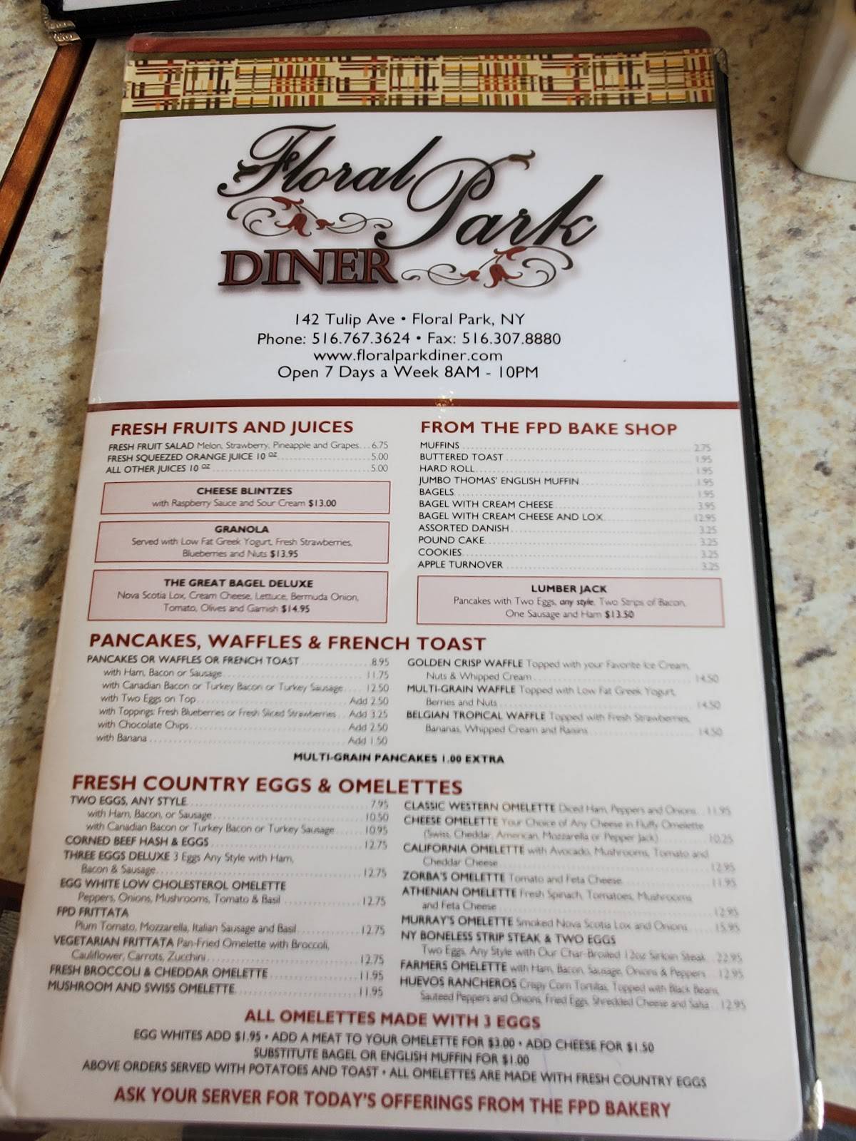 Menu at Floral Park Diner restaurant, Floral Park