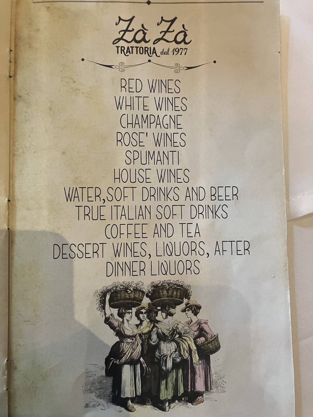 Menu da Zà Zà ristorante, Firenze, Piazza del Mercato Centrale
