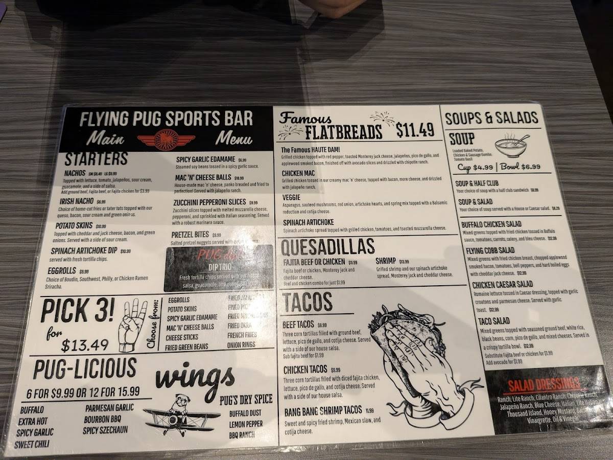 Menu at Flying Pug Sports Bar, Spring