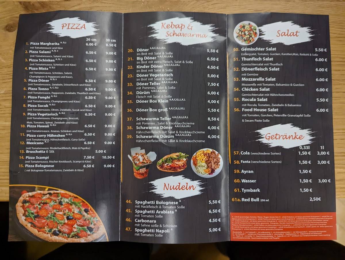 Menu at Food House restaurant, Tangermünde
