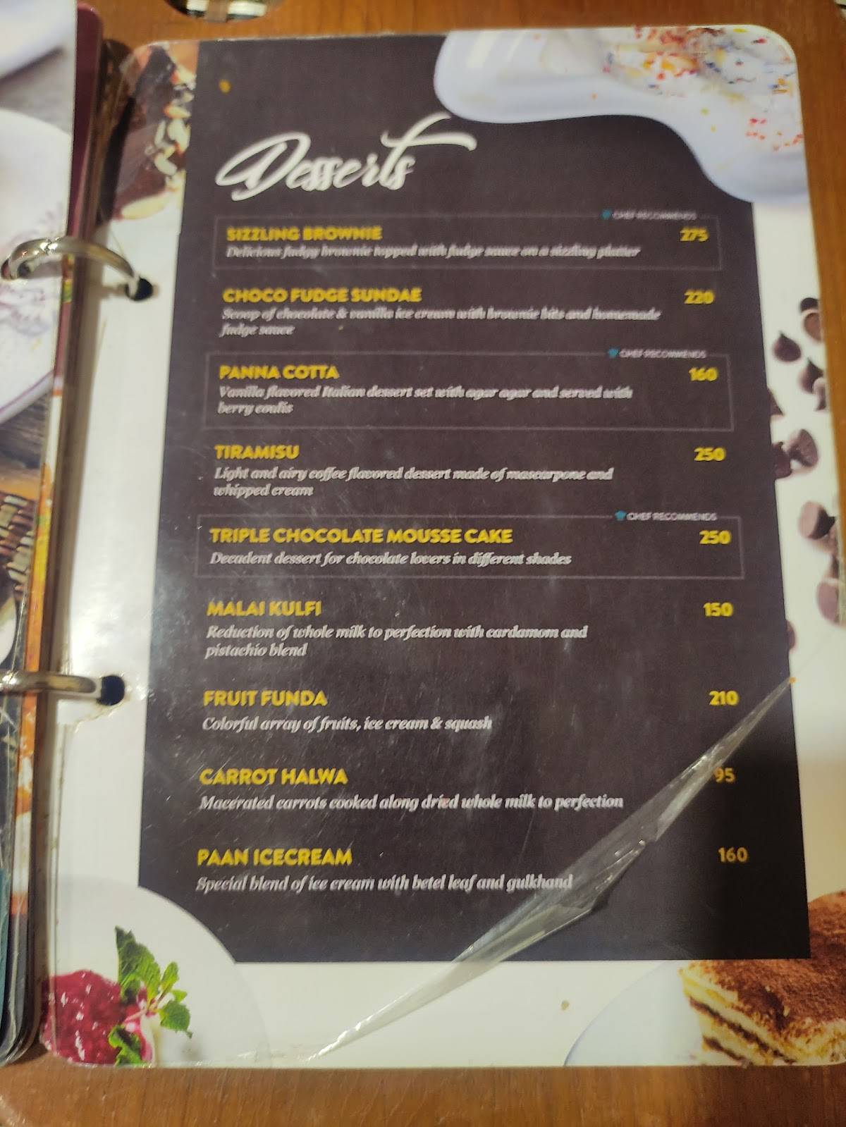 Menu at Food Nirvana, Chennai, 23/11