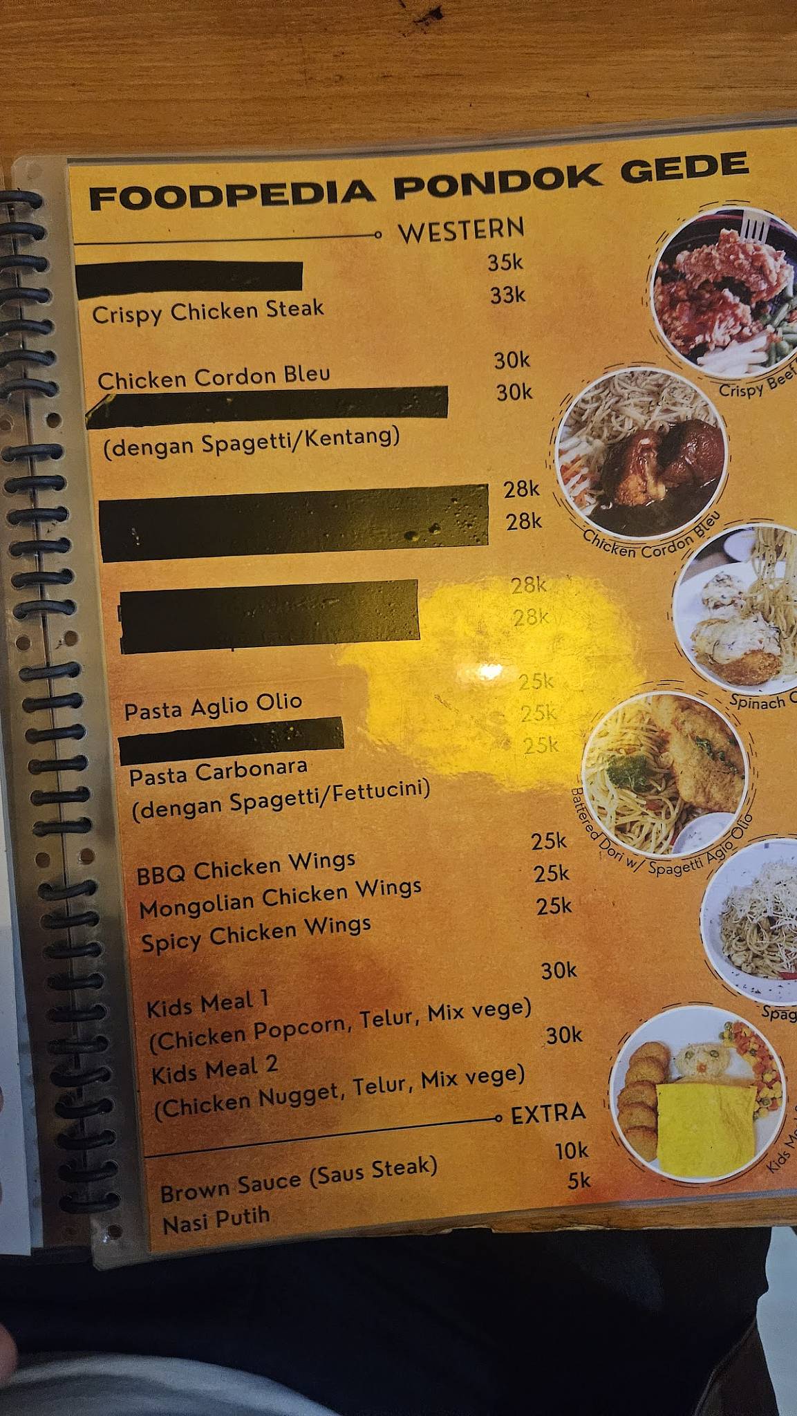 Menu at Foodpedia Pondok Gede restaurant, East Jakarta