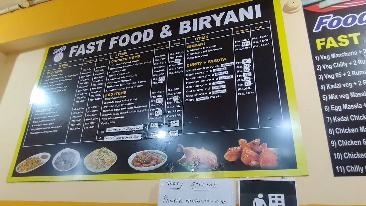 Menu at Foody's Fast FOOD & BIRYANI, Hyderabad