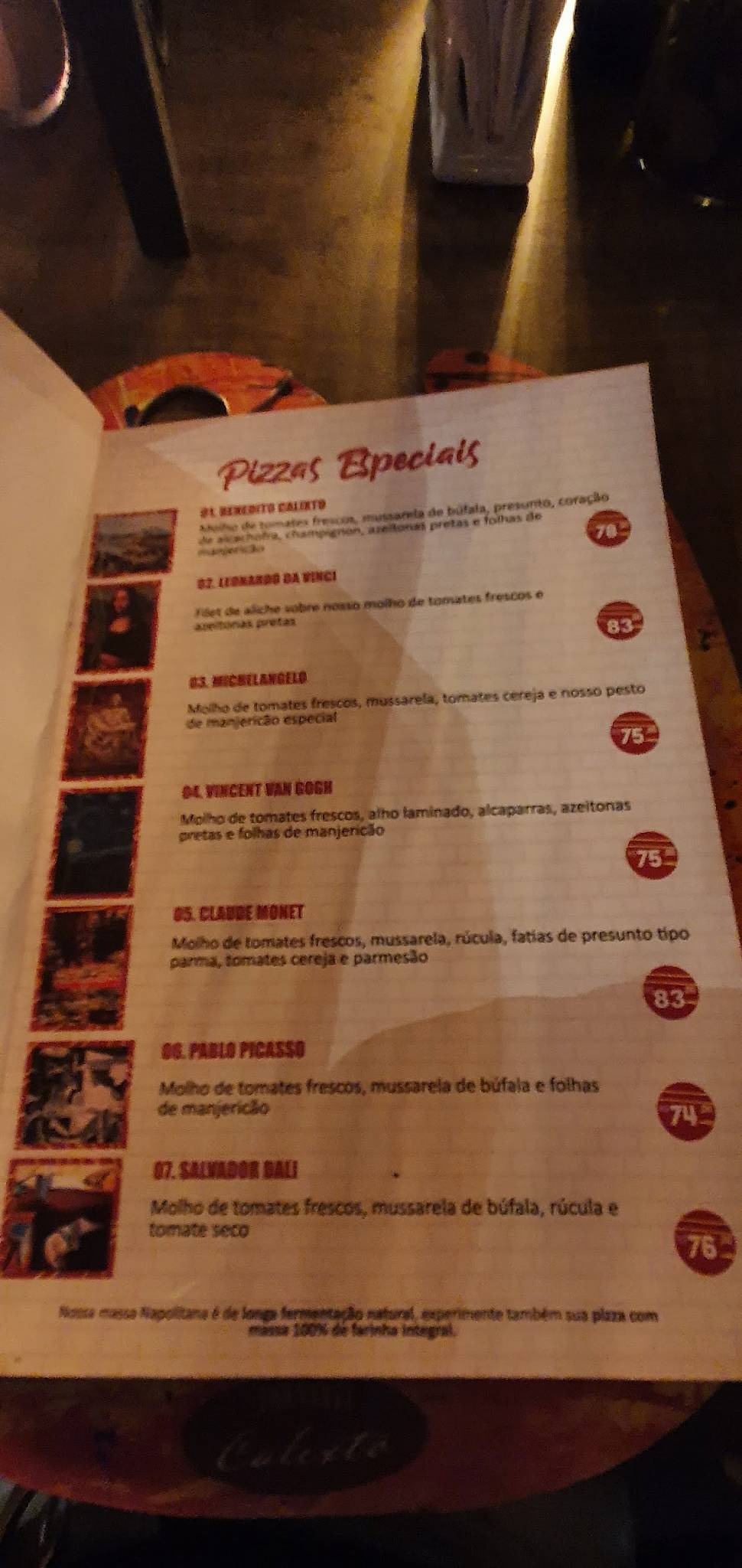 Menu em Forneria Calixto restaurante, Santos