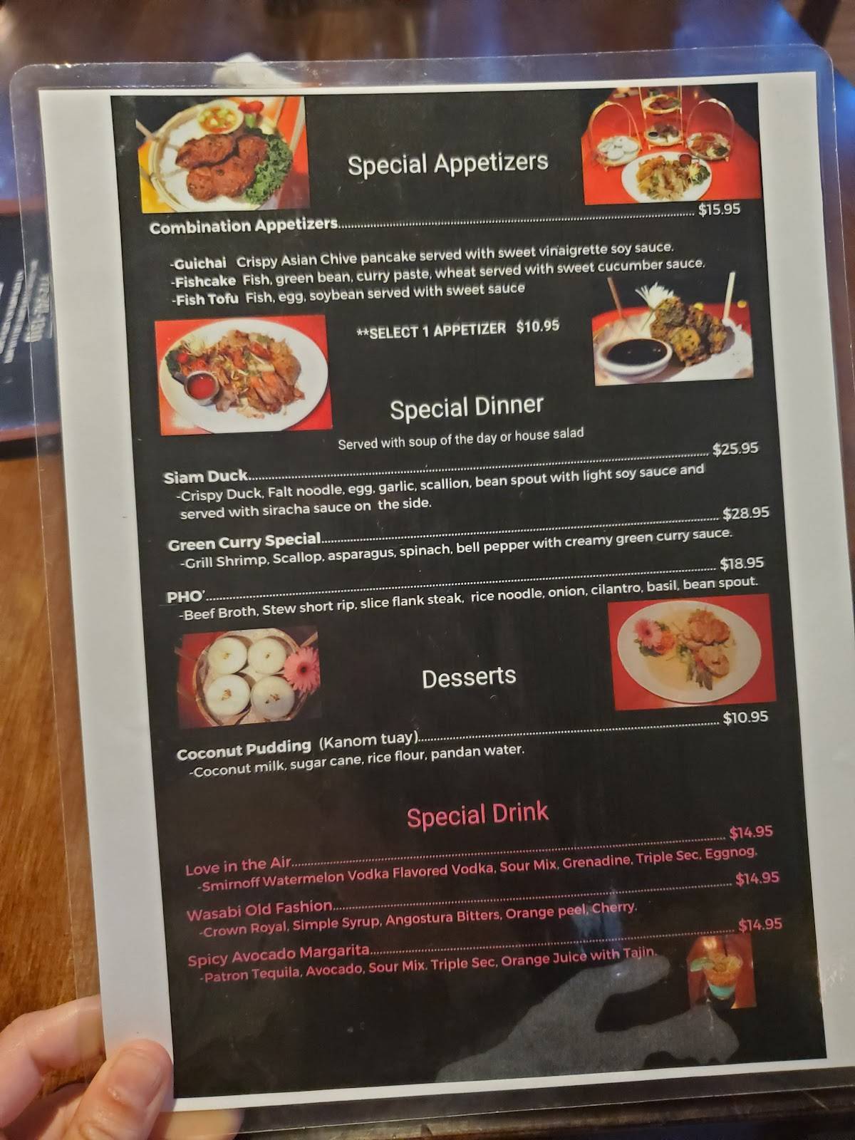 Menu at Wasabi Thai Sushi restaurant, Fort Pierce