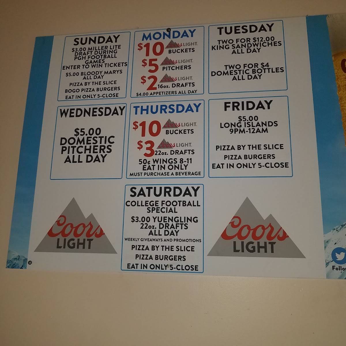 Menu at Foster House II pub & bar, Belle Vernon, One Cook Rd