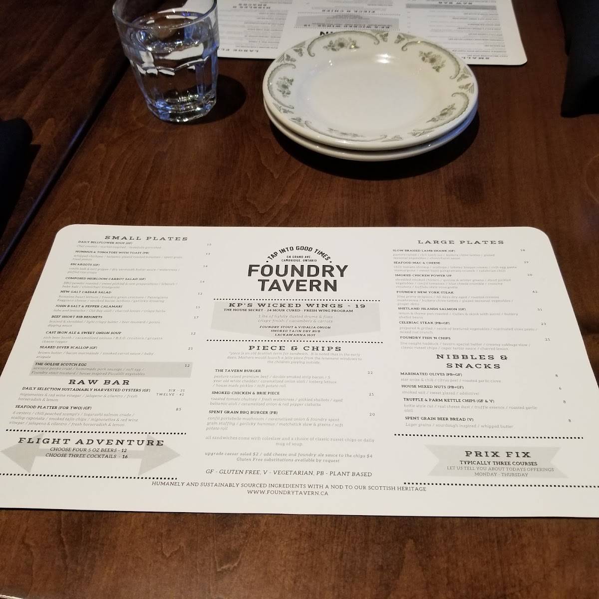 Menu at Foundry Tavern pub & bar, Cambridge
