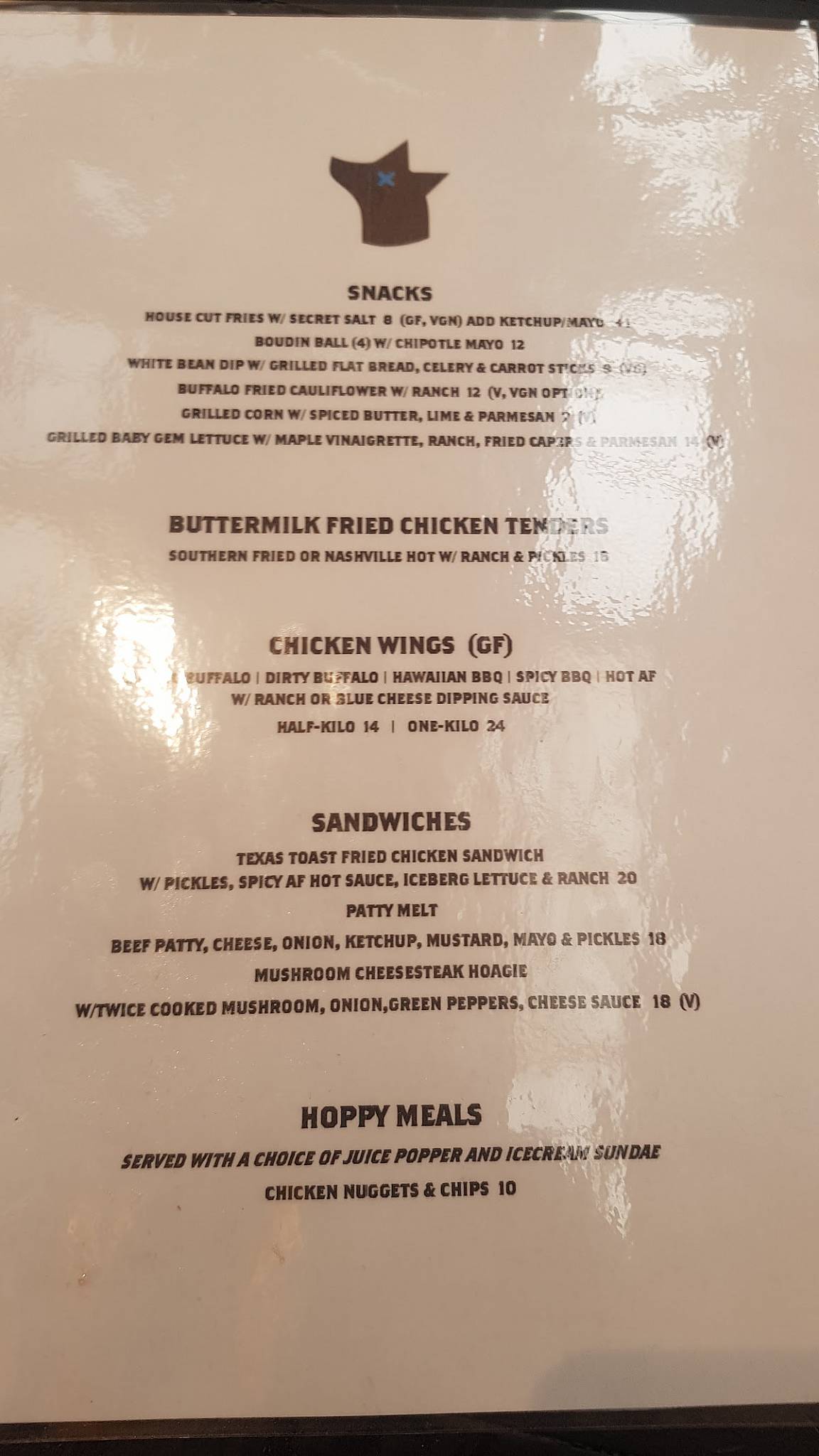 Menu at Fox Friday Hobart, Hobart