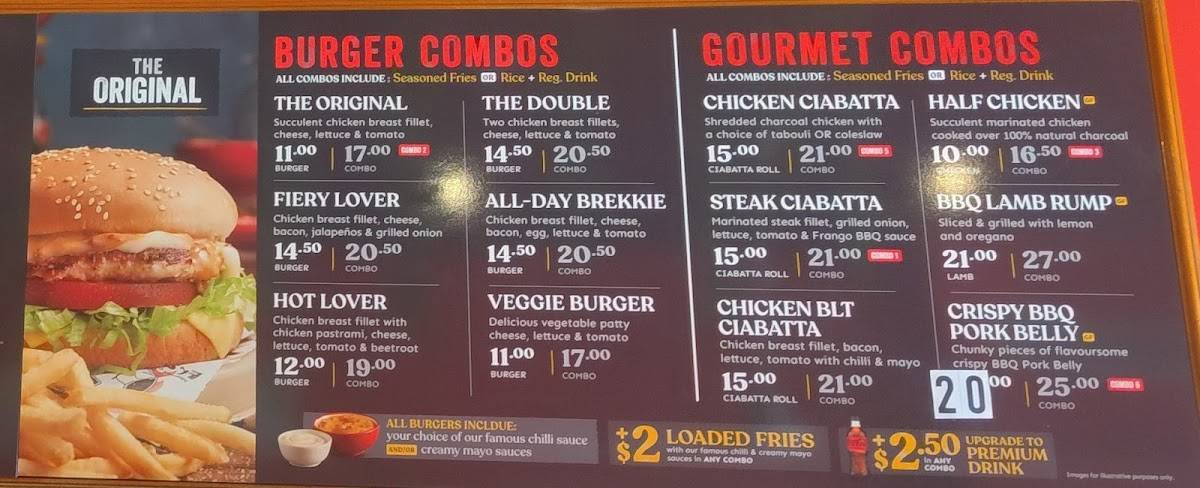 Menu at Frango Petersham restaurant, Petersham