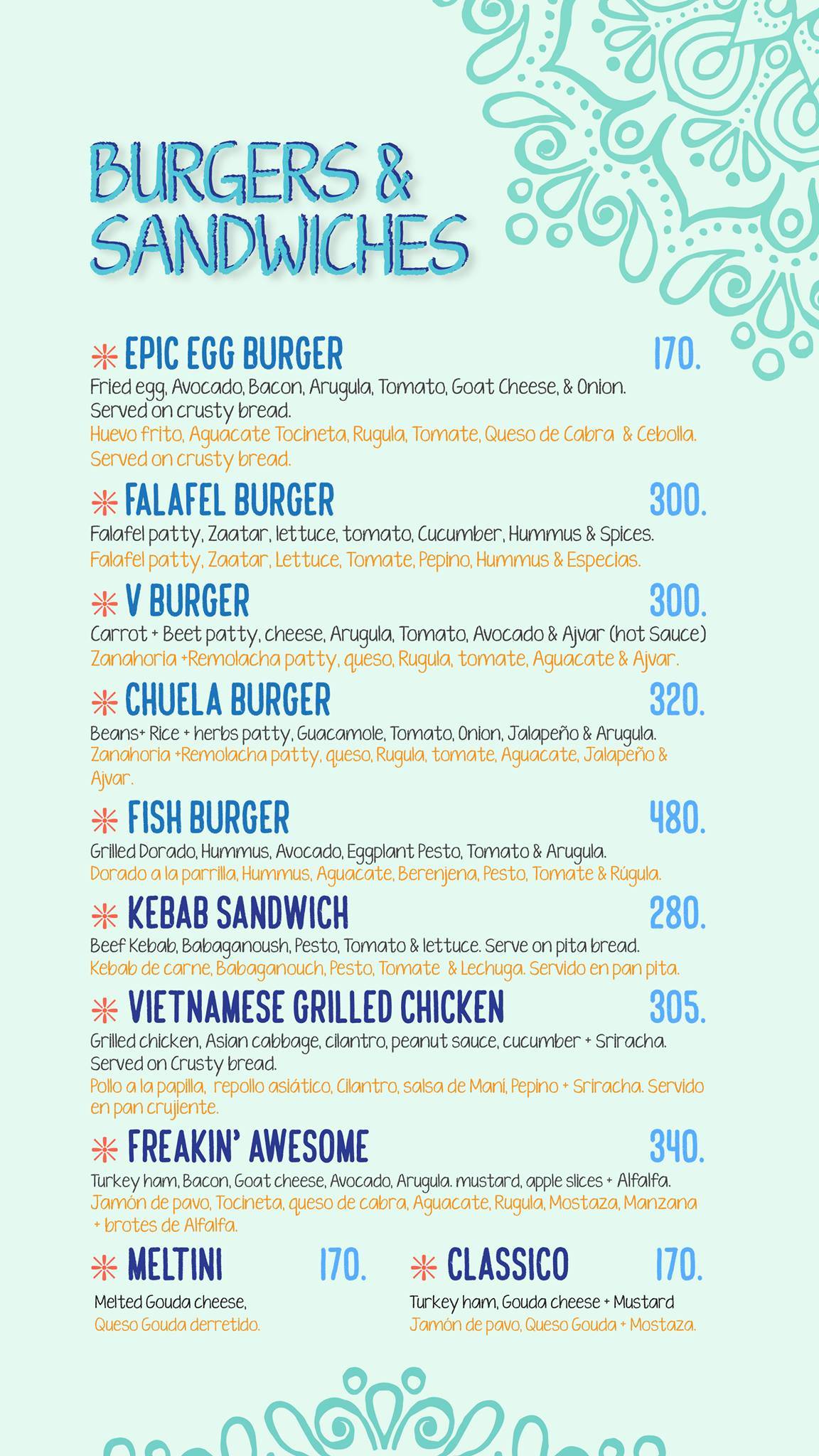 Menu at Fresh Fresh Café, Sosúa