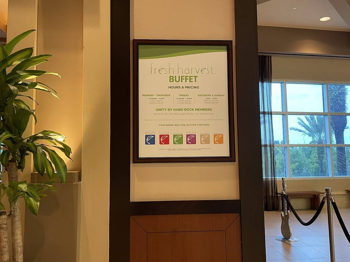 Menu at Fresh Harvest Buffet (in Seminole Hard Rock Tampa) restaurant ...