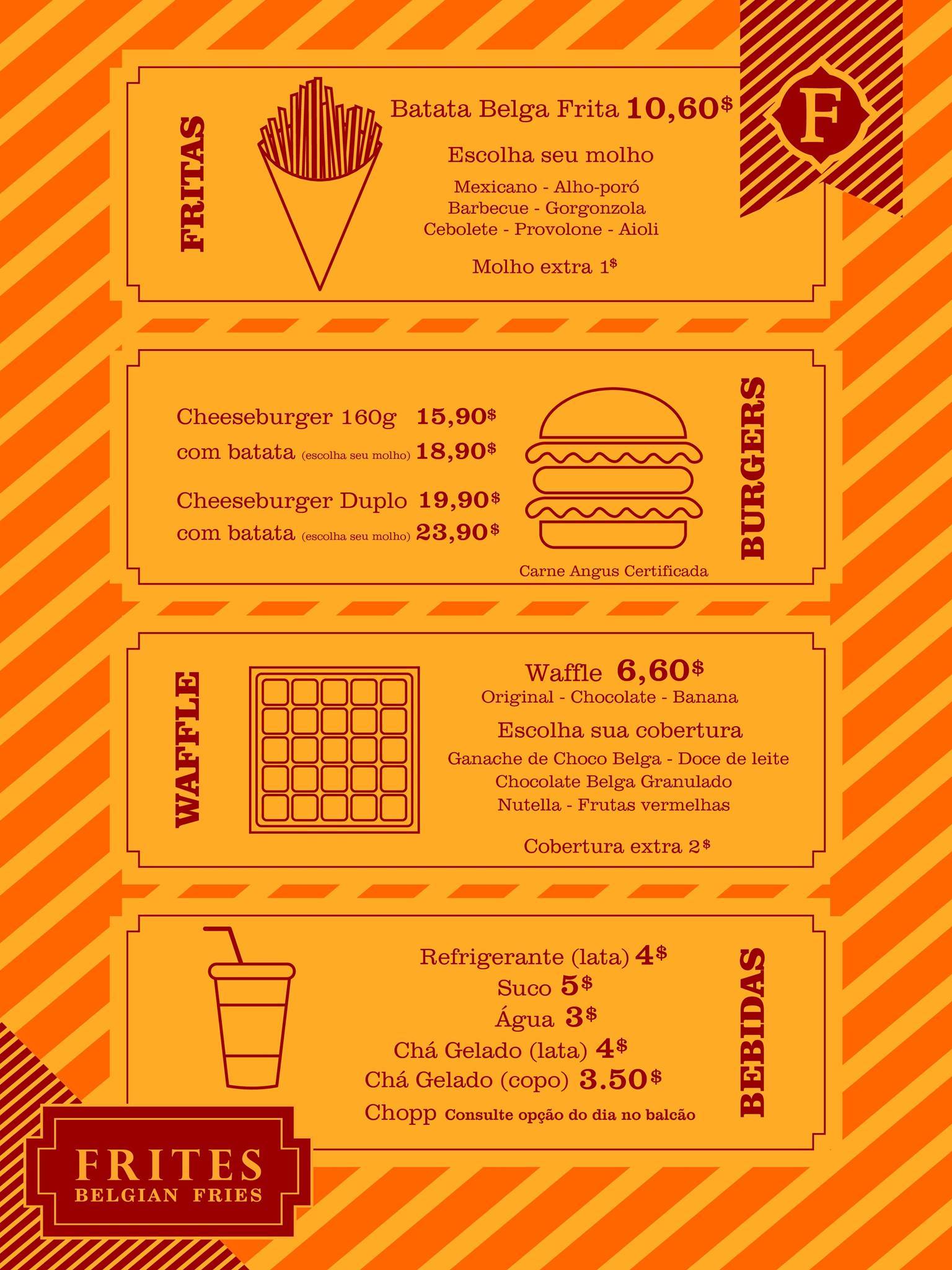 Menu em Frites - Belgian Fries restaurante, Curitiba
