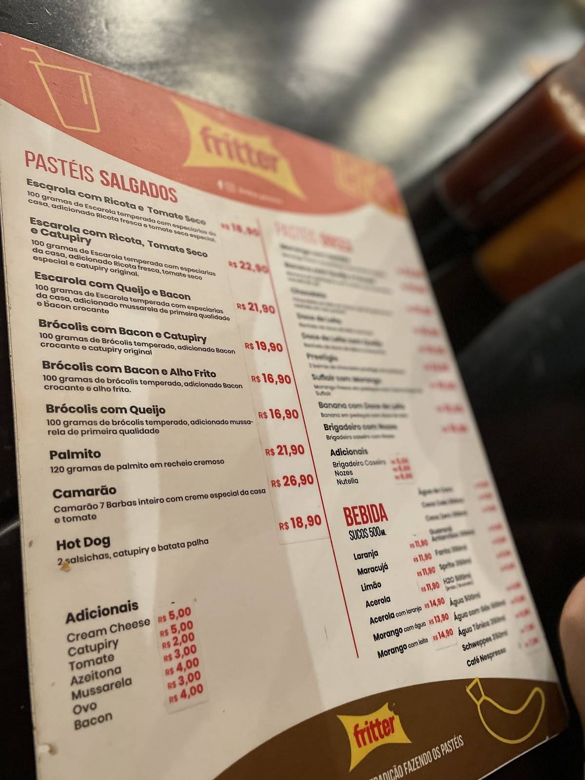 Menu em Fritter Pasteis restaurante, Americana