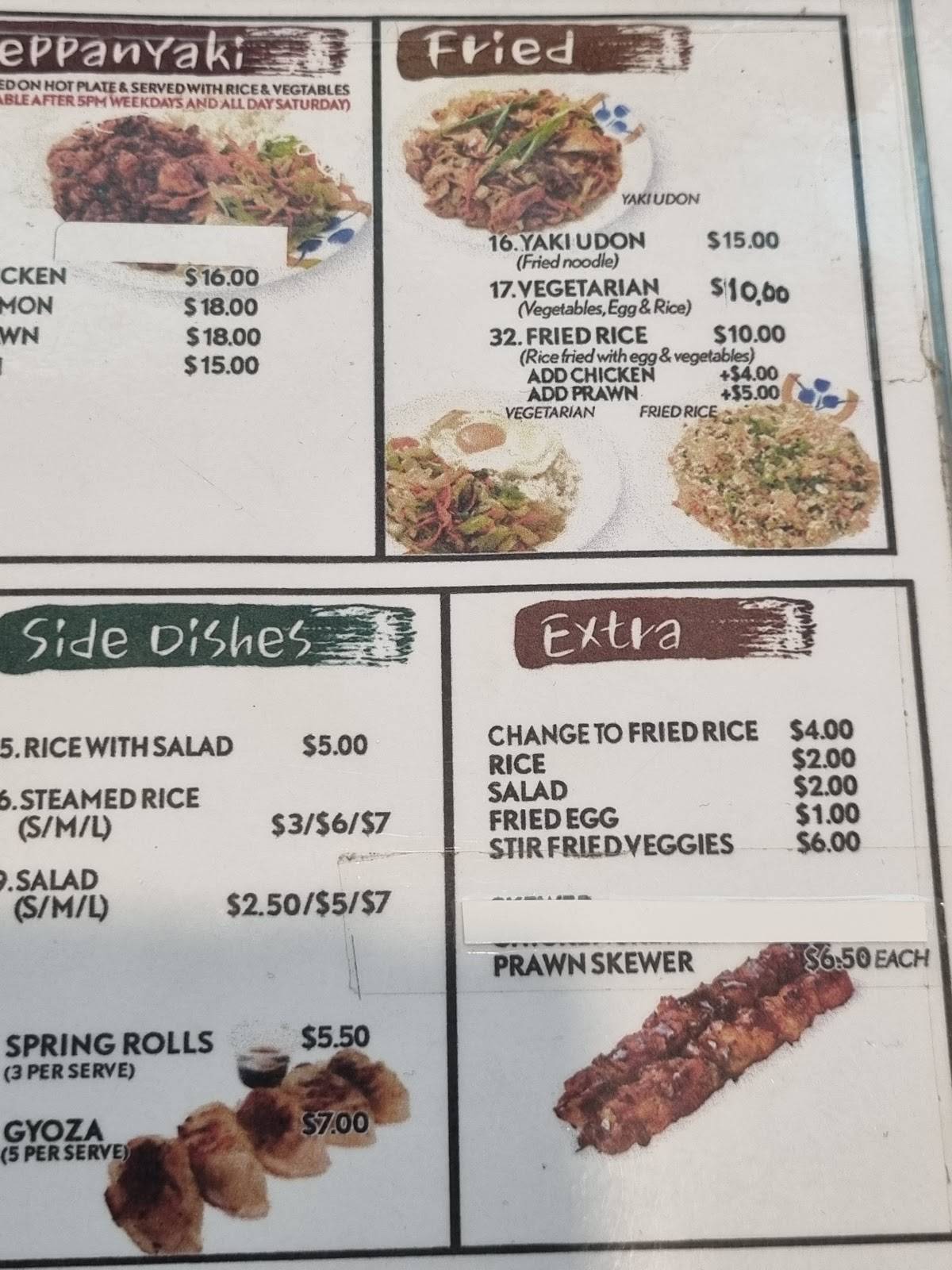 Menu at Fuku restaurant, Broadbeach