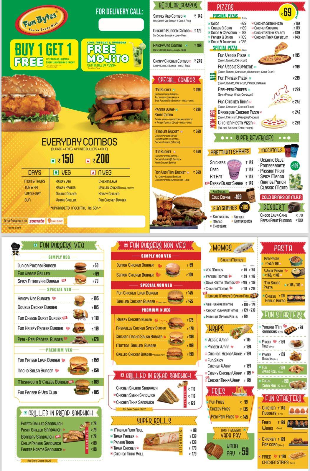 Menu at Fun Bytes, Jammu, 71