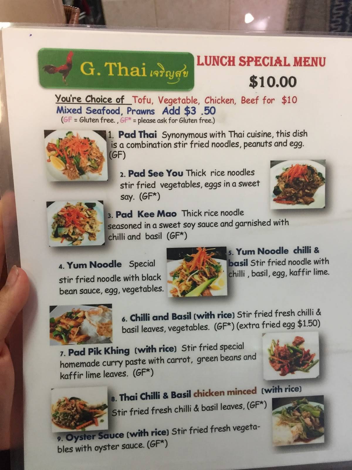 Menu at G.Thai Restaurant (ก.เจริญสุข), Wagga Wagga