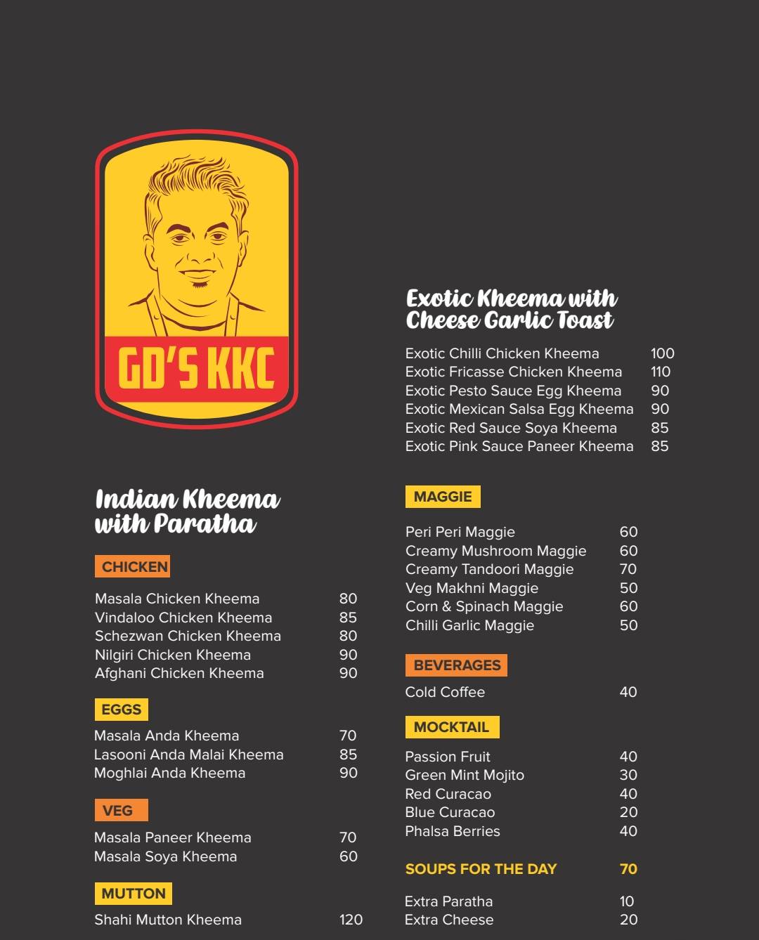 Menu at GD's KKC - Kheema Khao Cafe, Kolhapur