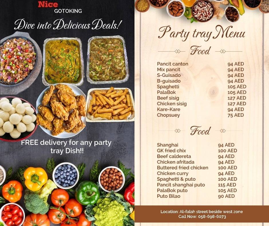 Menu at GOTO KING Restaurant, Abu Dhabi