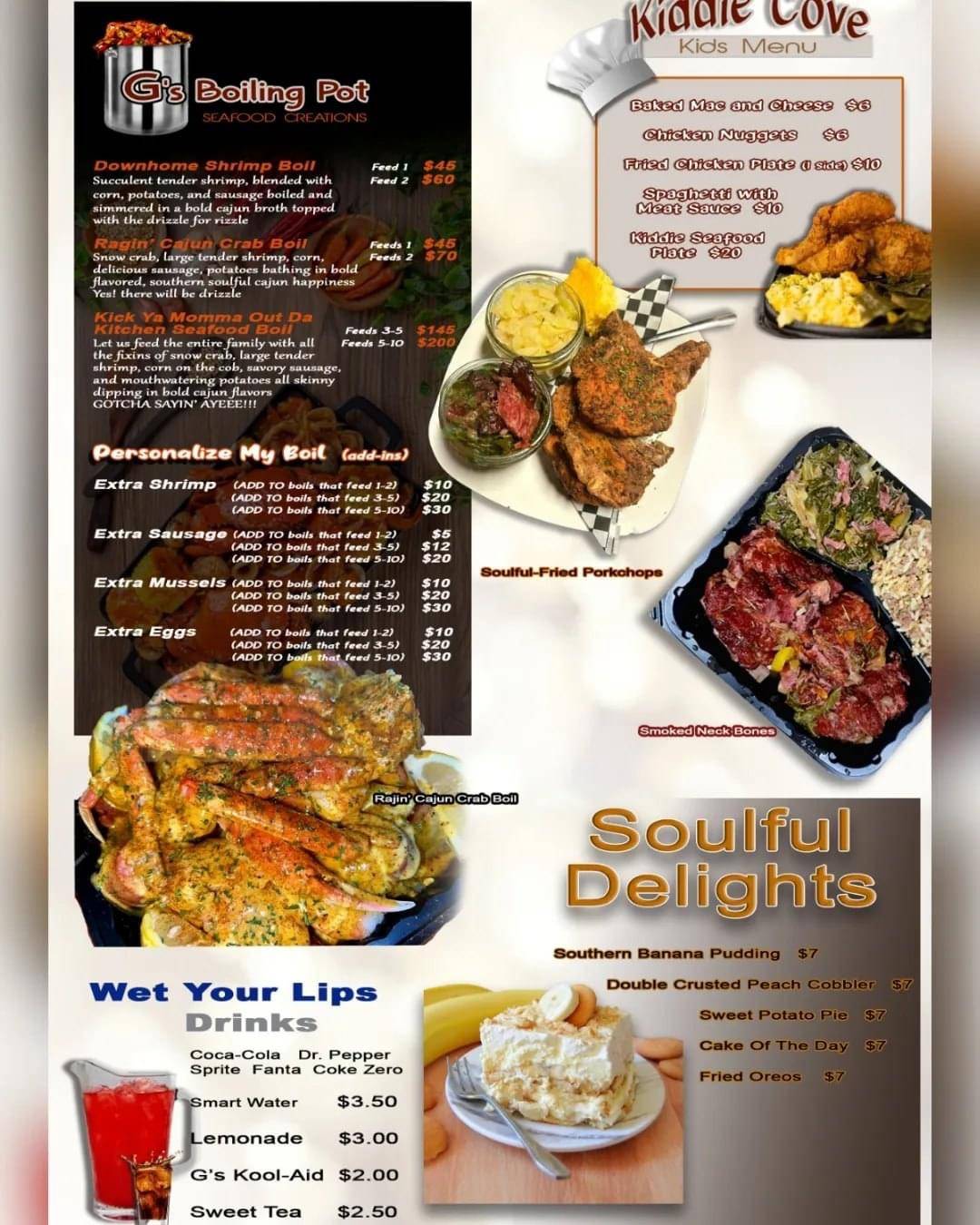 Menu at G’S Cajun House restaurant, El Paso