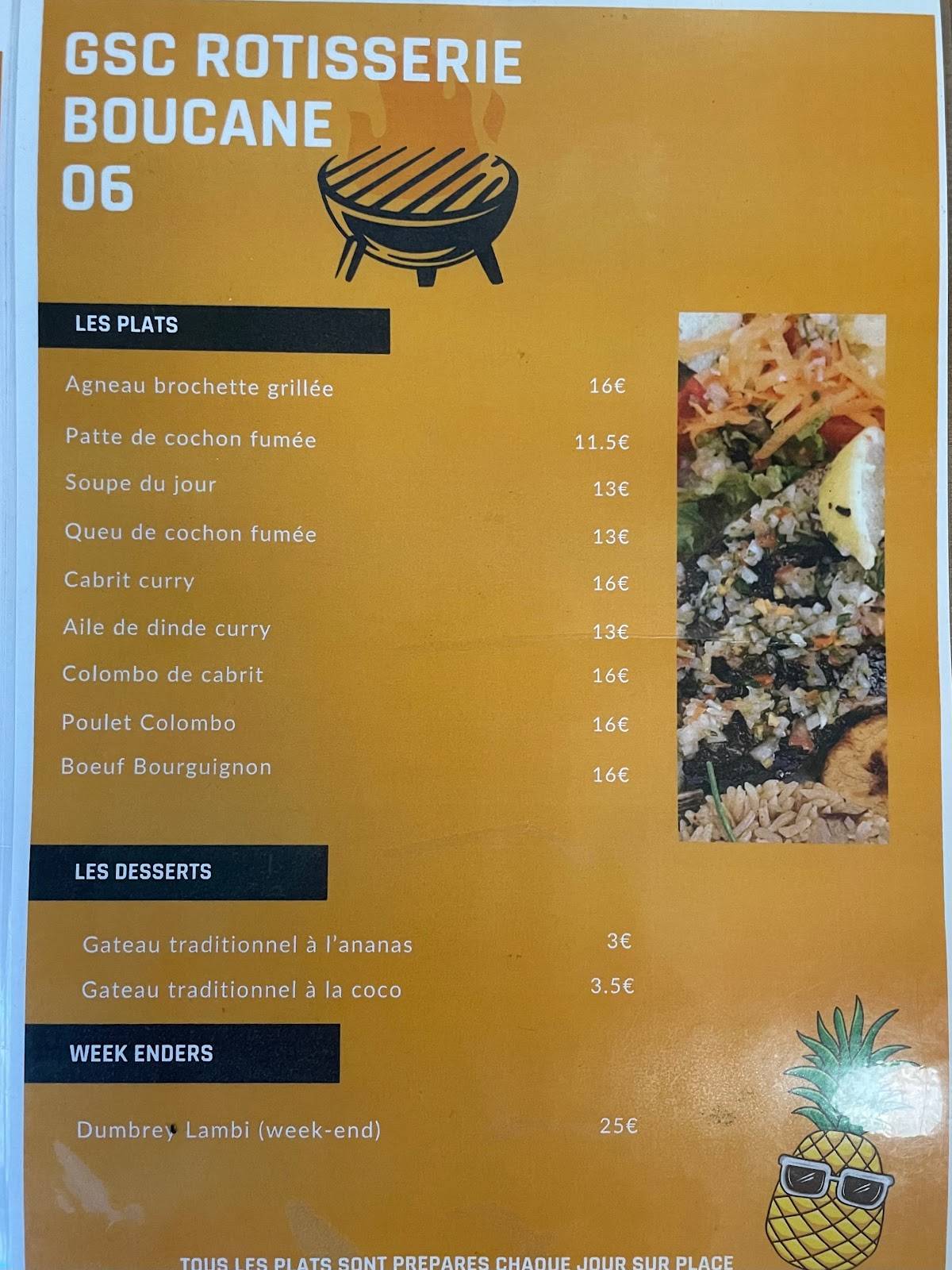 Carta del restaurante GSC ROTISSERIE BOUCANE, Burdeos