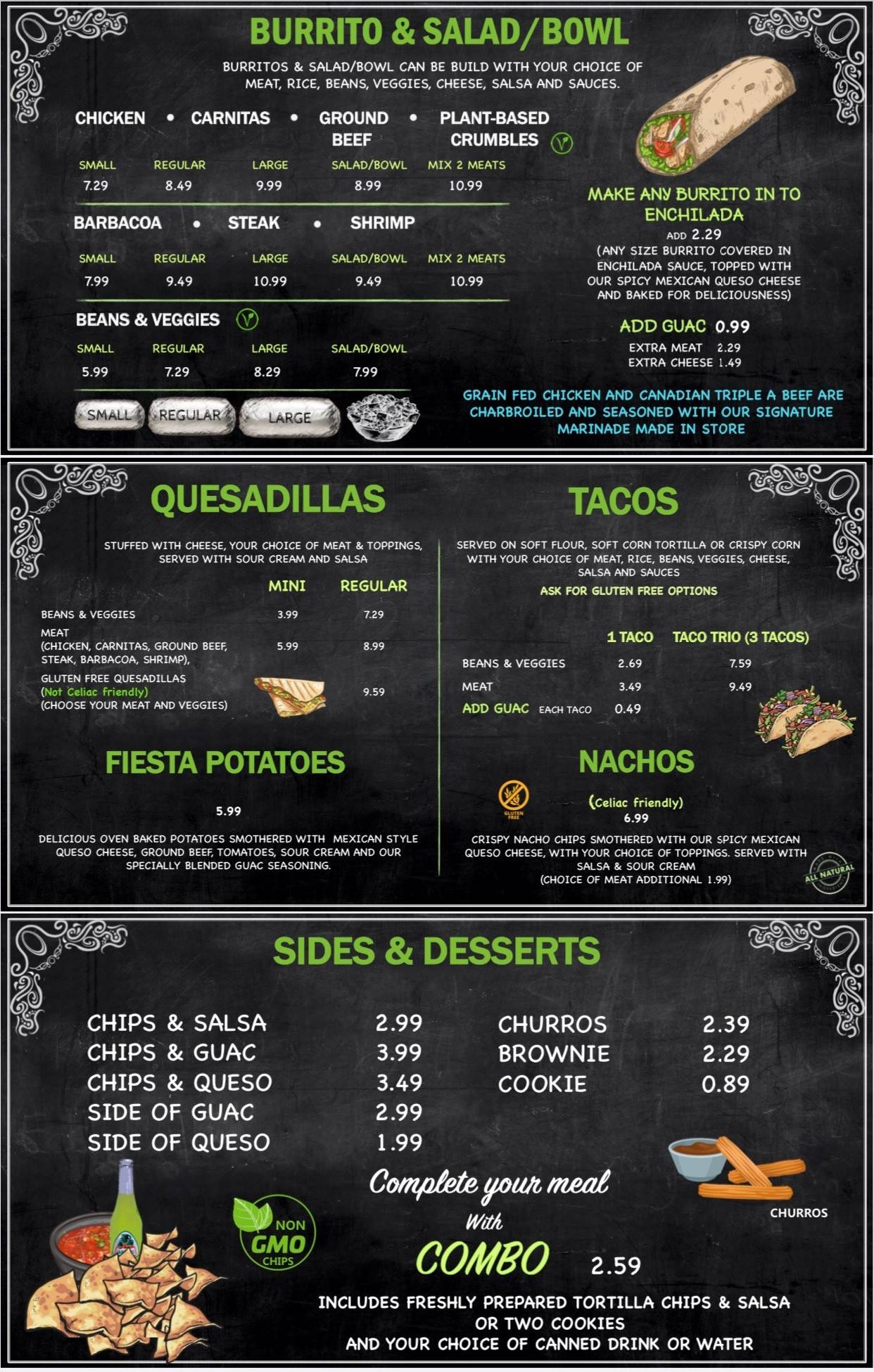 Menu at GUAC Mexi Grill restaurant, Regina, Dewdney Ave