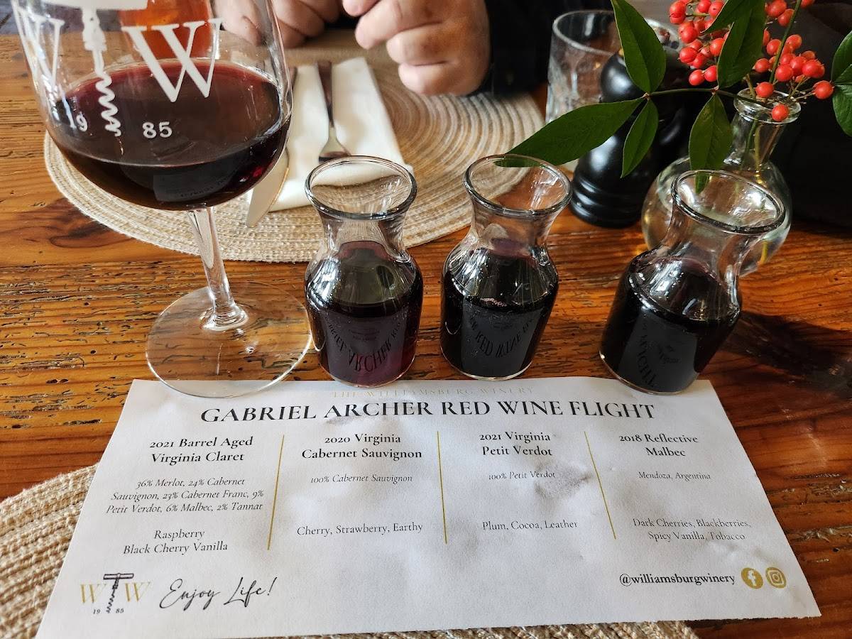 Menu at Gabriel Archer Tavern at The Williamsburg Winery restaurant ...