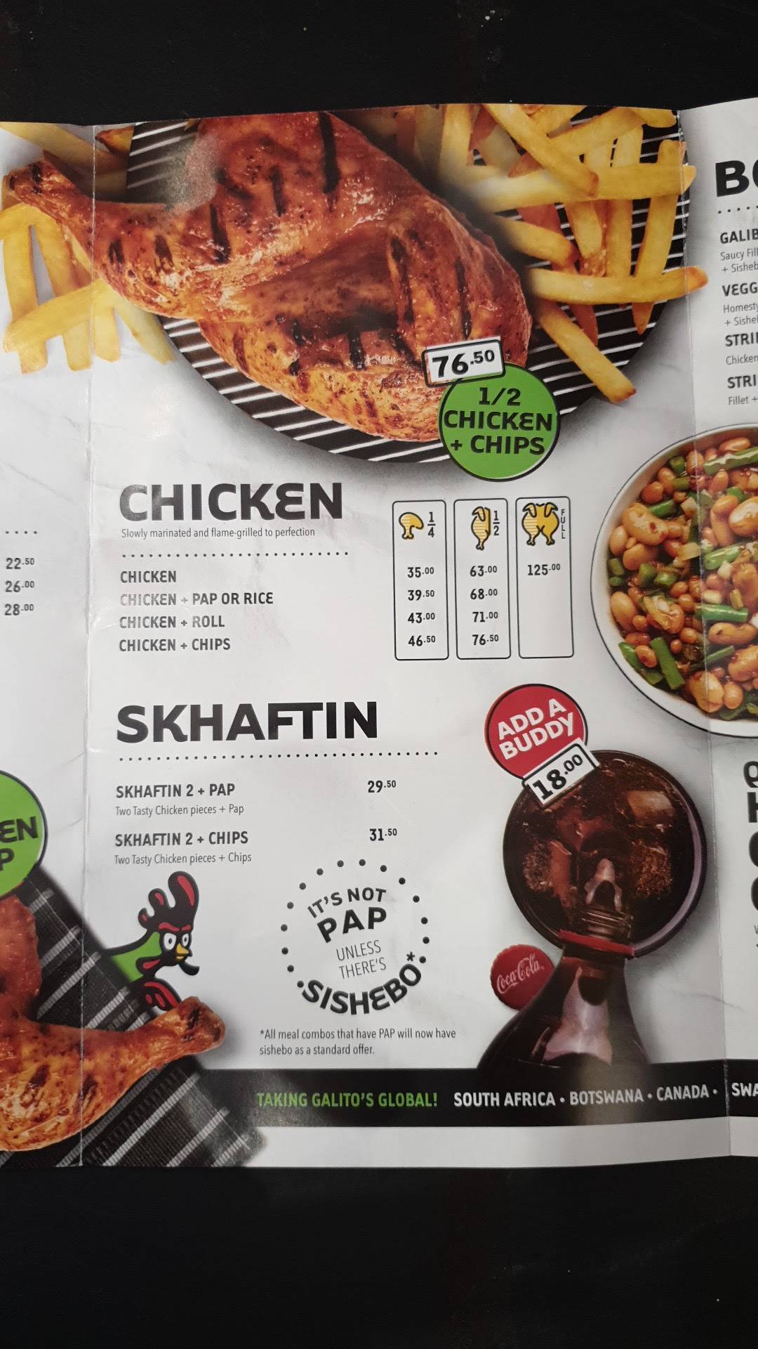 Menu at Galito's Nelspruit Brown Street restaurant, Nelspruit, 45 Brown St