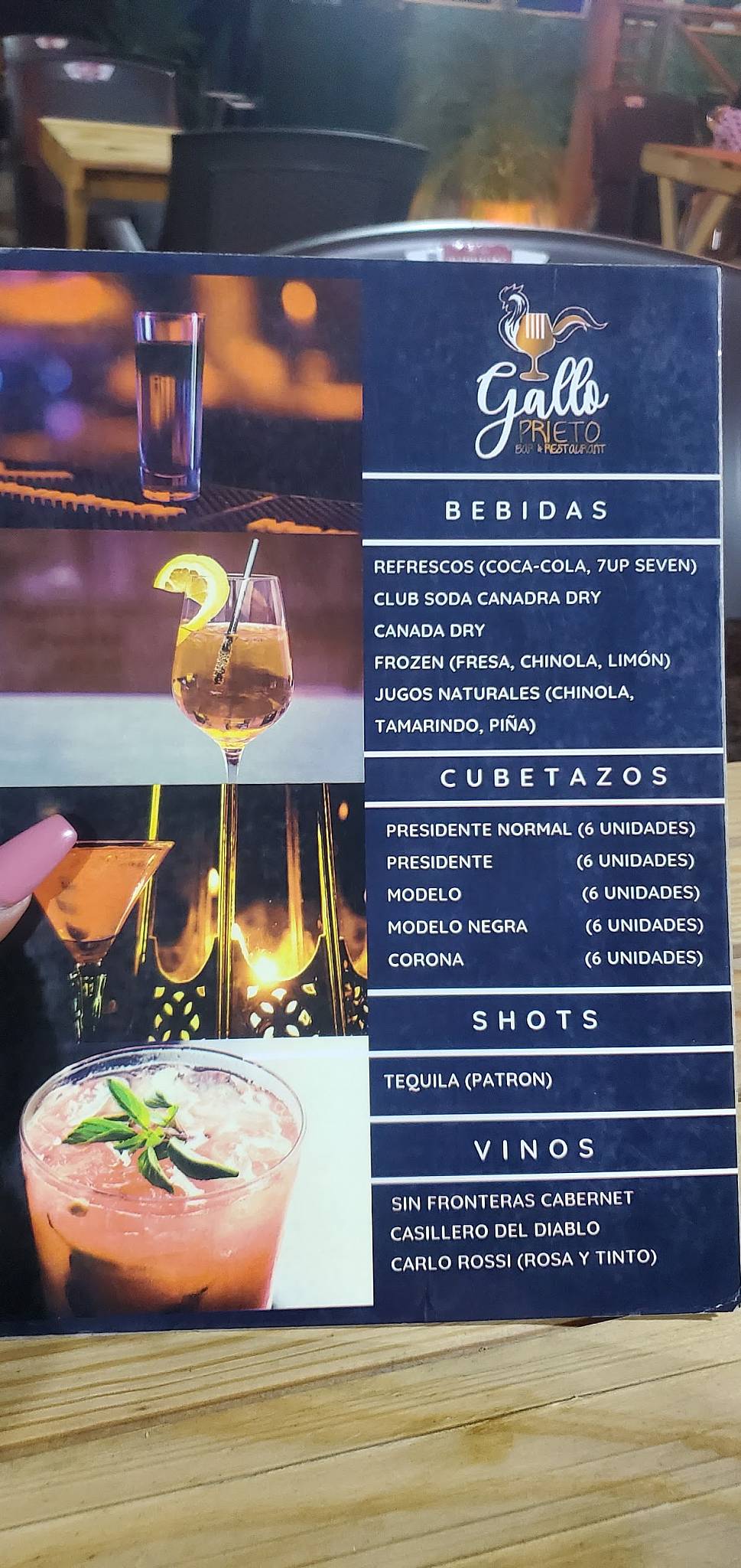 Menu at Gallo Prieto restaurant, Bisonó