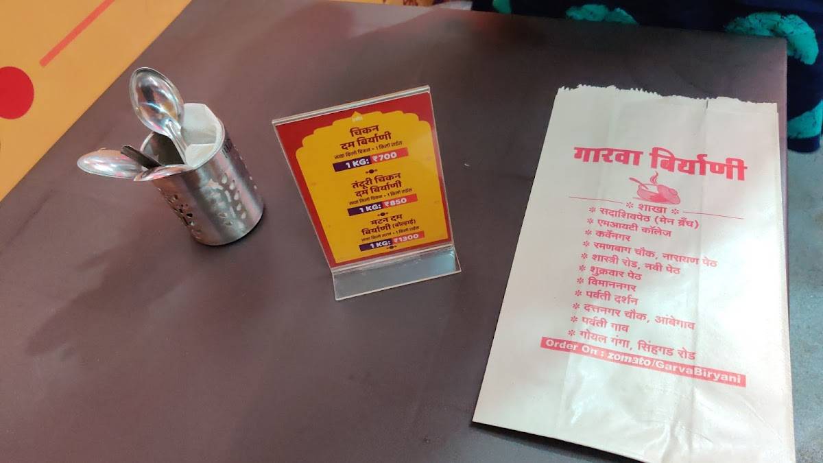 Menu at Garva Biryani House, Pune