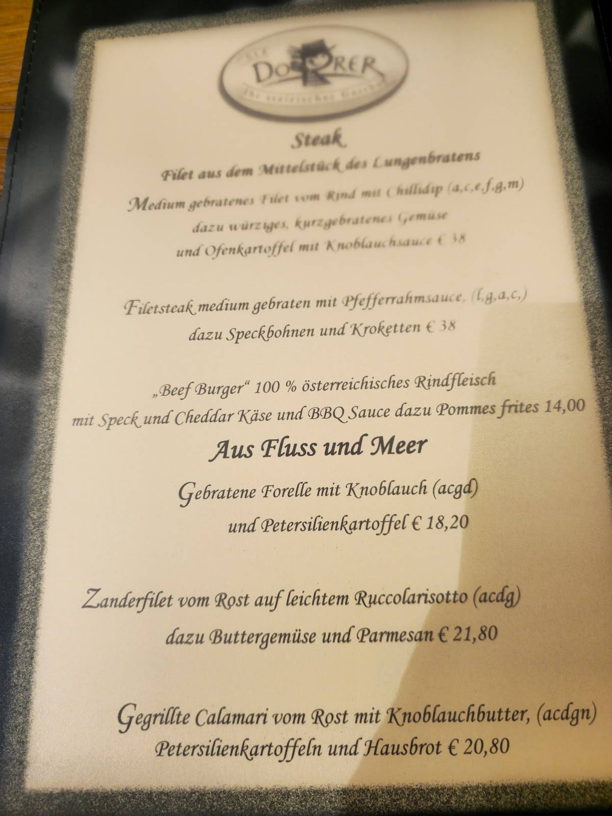 Speisekarte von Gasthof Dorrer restaurant, Graz