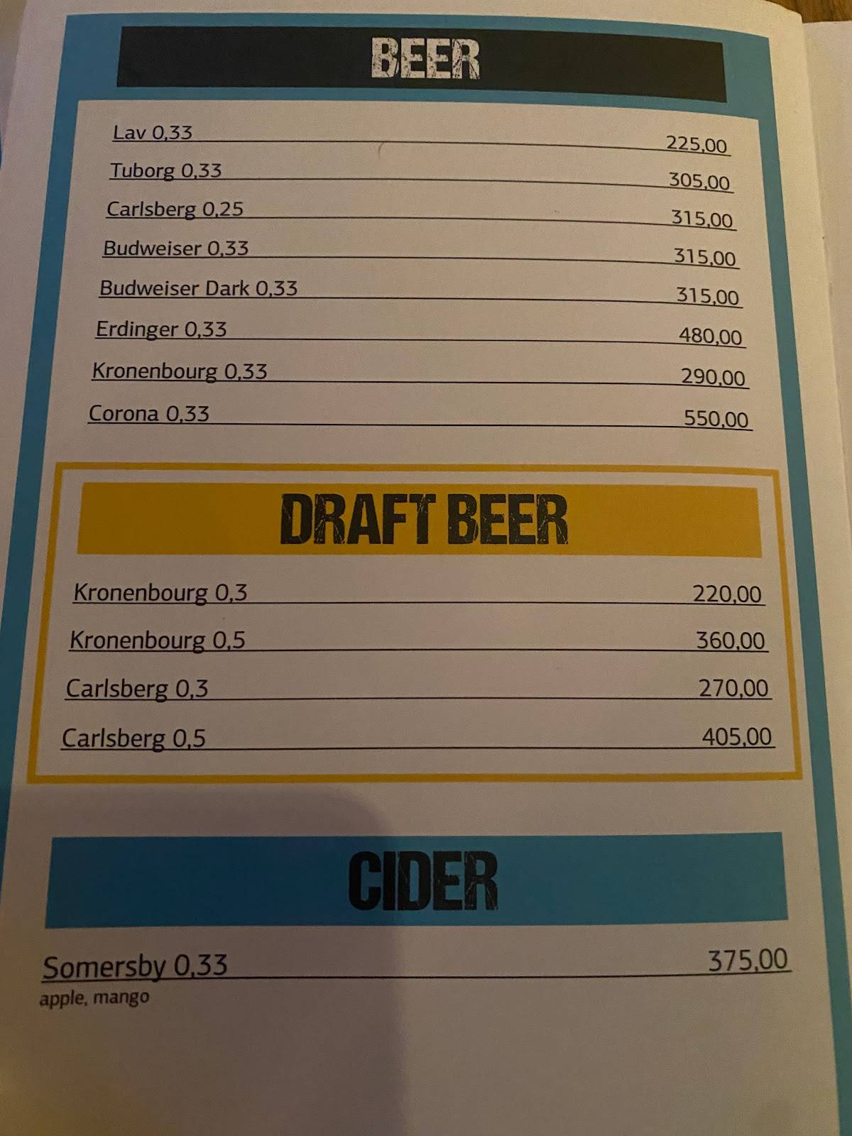Menu at Gastro Katedra restaurant, Novi Sad