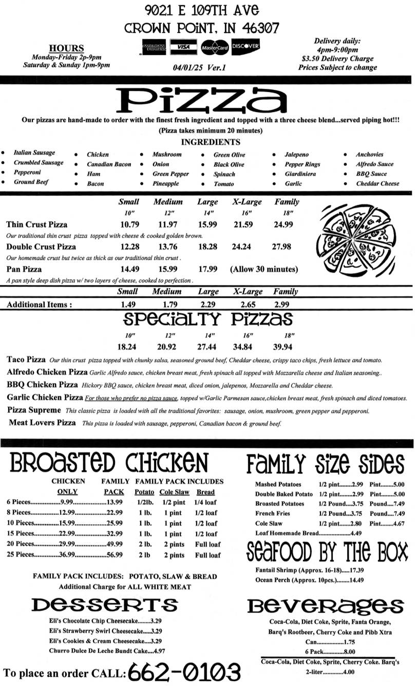 Menu at Gators Bar & Grill, Winfield