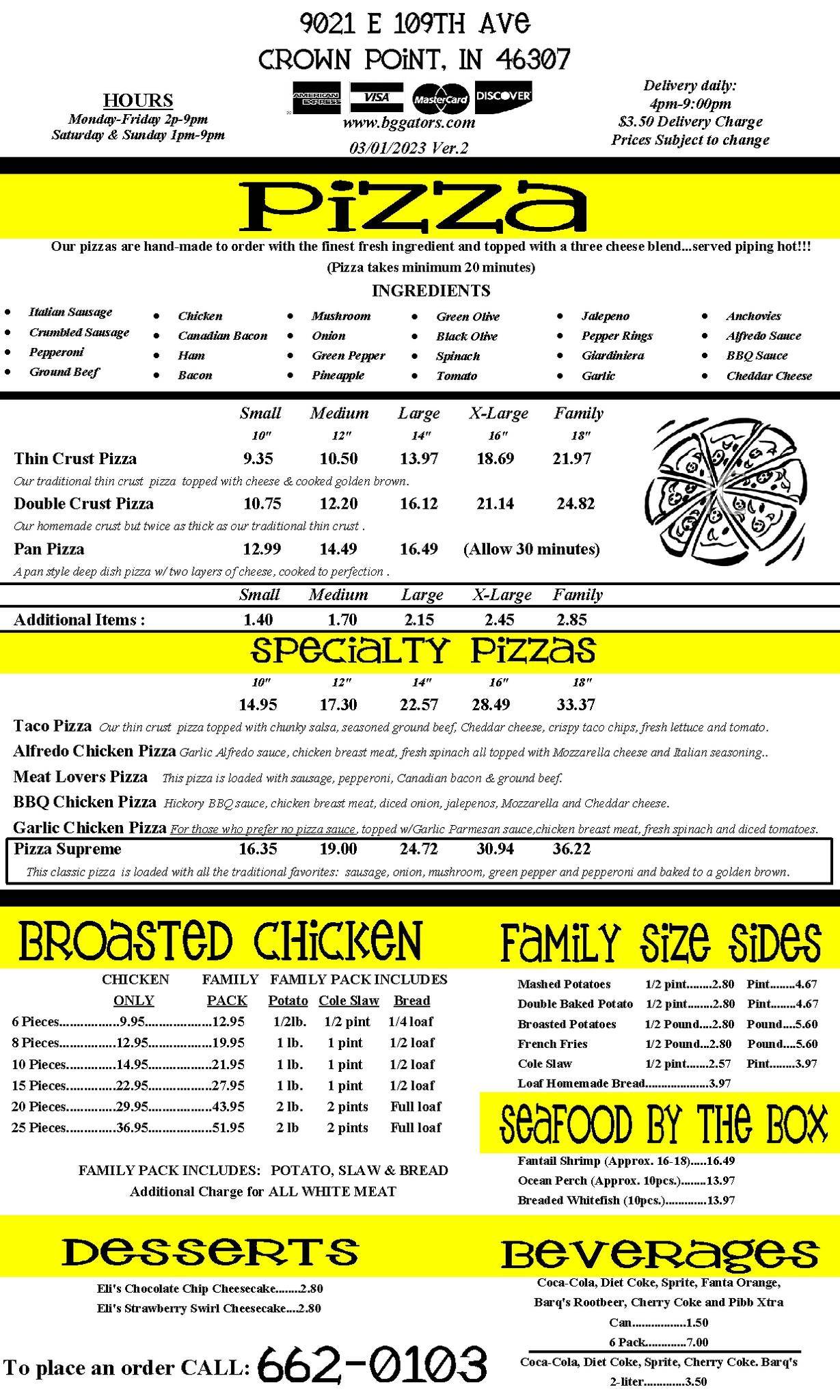 Menu at Gators Bar & Grill, Lakes of the Four Seasons