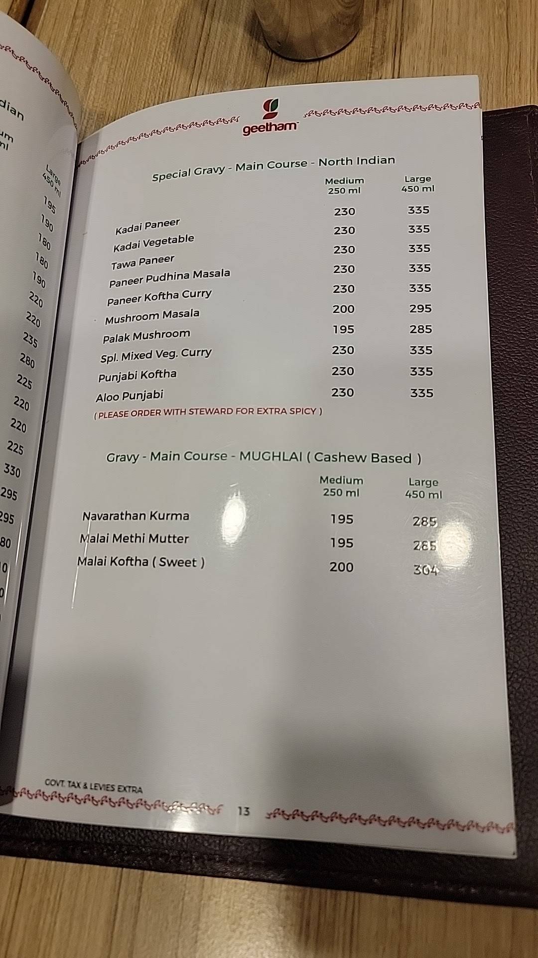 Menu at Geetham Veg Restaurant Navalur, Chennai